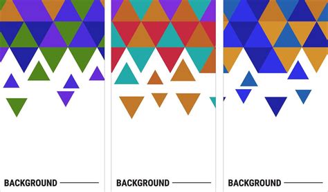 Set Of Templates With Colorful Triangle Pattern At Each Corner Position With White Space Modern