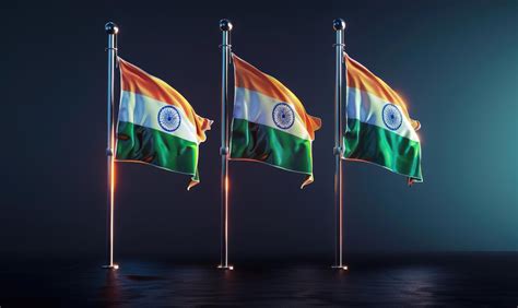 3 Indian Flags Three Different Sizes Of Indian Flag With The Tricolor