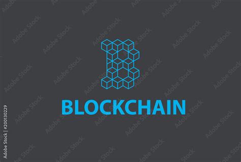 Blockchain Logo Or Icon D Isometric Cube Letter B Blue Color Vector Shape Illustration Stock