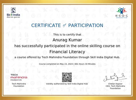 Anurag Kumar On Linkedin Financialliteracy Skillindia Techmahindra Continuouslearning