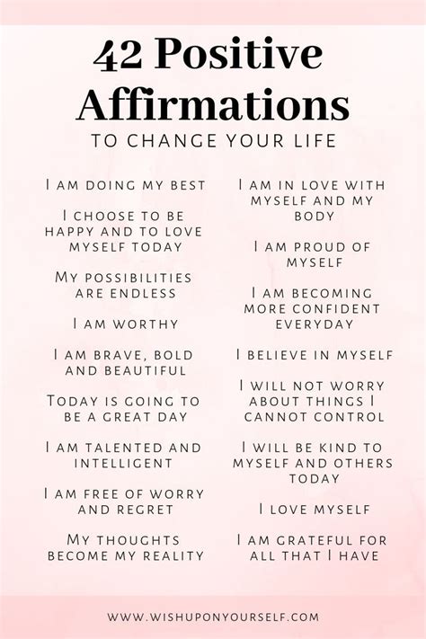 Printable List Of Positive Affirmations Free Printable Download