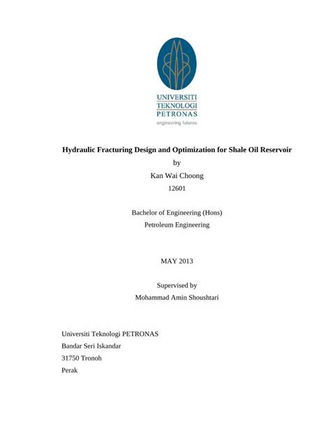 Pdf Hydraulic Fracturing Design And Optimization For Shale Oil My107221