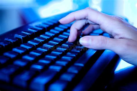 Programmer Or Computer Hacker Typing On Laptop Keyboard Stock Image Image Of Hand Information