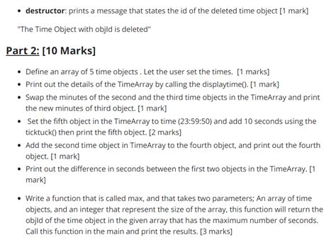 solved part1 [20 marks] define and implement a class mytime