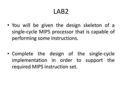 Ppt Lab Assignment 2 Mips Single Cycle Implementation Powerpoint