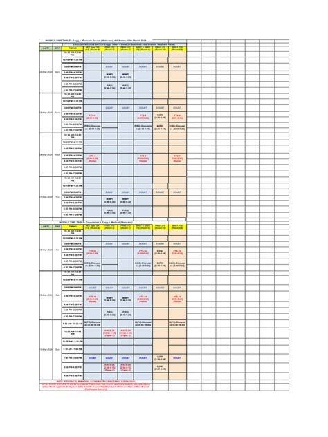 Engineering Time Table Pdf