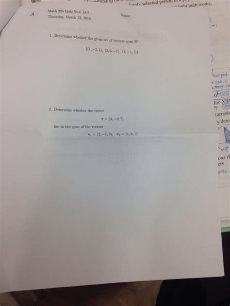 Solved Determine Whether The Given Set Of Vectors Span R Chegg