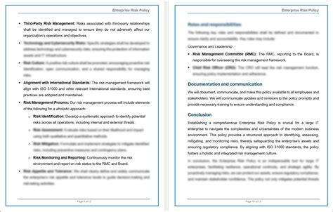 Cobit Enterprise Risk Policy Template Itsm Docs Itsm Documents And Templates