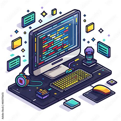 ภาพประกอบสต็อก Programming Icon And Code Analytics Symbol In 3d Flat