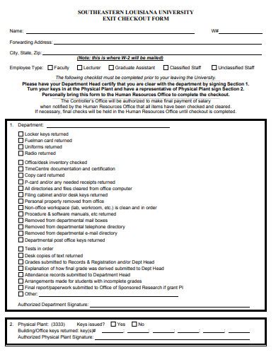 FREE 33 Exit Form Template Samples In PDF MS Word