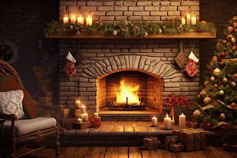 크리스마스 벽난로 따뜻한 빛과 축제 장식 크리스마스 난로 장식 배경 일러스트 및 사진 무료 다운로드 Pngtree