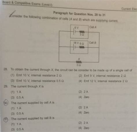 The Current Supplied By Cell A Is Filo