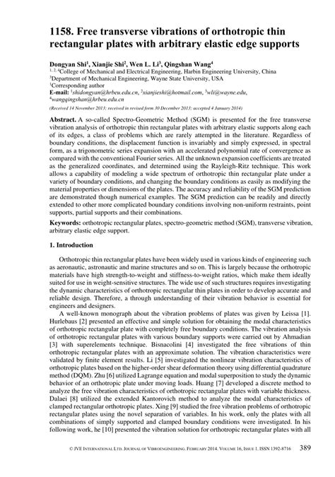 Pdf Free Transverse Vibrations Of Orthotropic Thin Rectangular Plates
