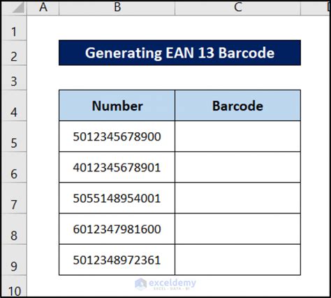 How To Use Ean 13 Barcode Generator In Excel 2 Easy Ways