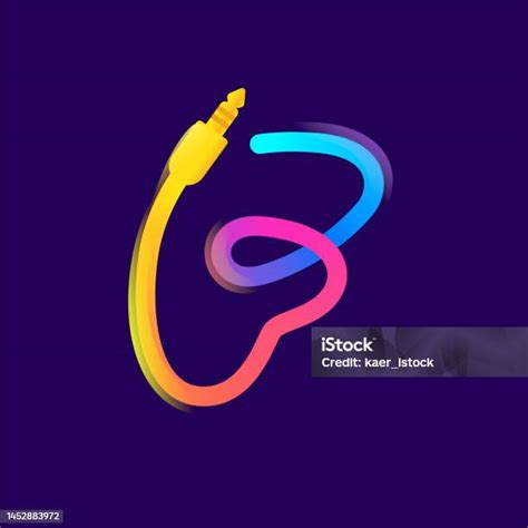 선명한 그라데이션 라인 와이어로 만든 F 글자 로고와 미니 잭 아이콘과 무지개 빛 로고에 대한 스톡 벡터 아트 및 기타 이미지