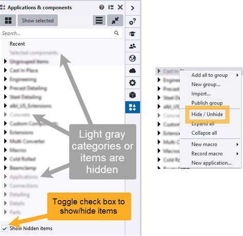 missing components in applications and components side pane trimble user assistance