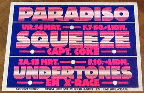 Undertones Squeeze Original Concert Tour Gig Poster Paradiso Club