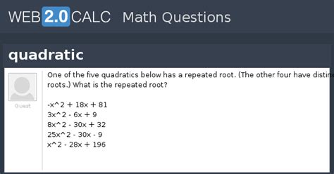 View Question Quadratic