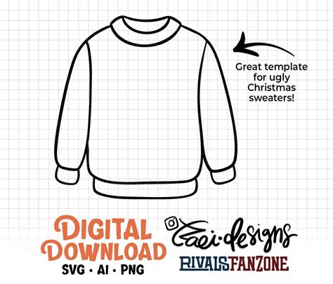Sweater Template Clipart Svg Png Ai  Cut Files Digital File Etsy