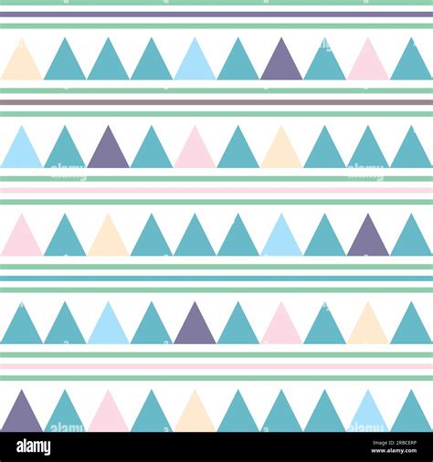 Seamless Pattern With Geometric Shapes With Pastel Colors Stripes And