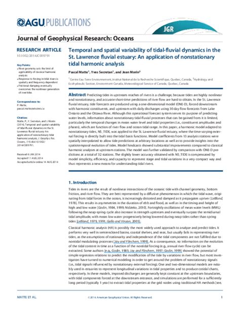 Pdf Temporal And Spatial Variability Of Tidal Fluvial Dynamics In The