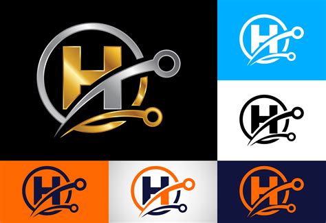 Initial H With Technology Sign Symbol Graphic By Makhondesign Creative Fabrica