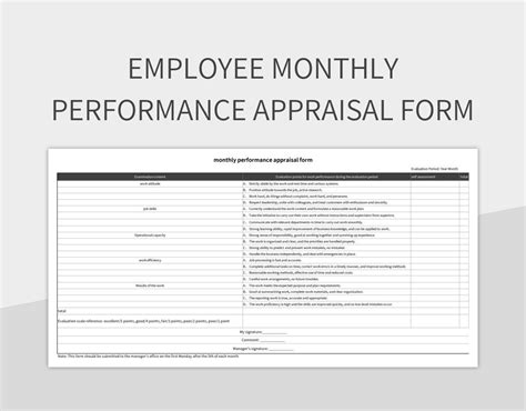 Employee Monthly Performance Appraisal Form Excel Template And Google