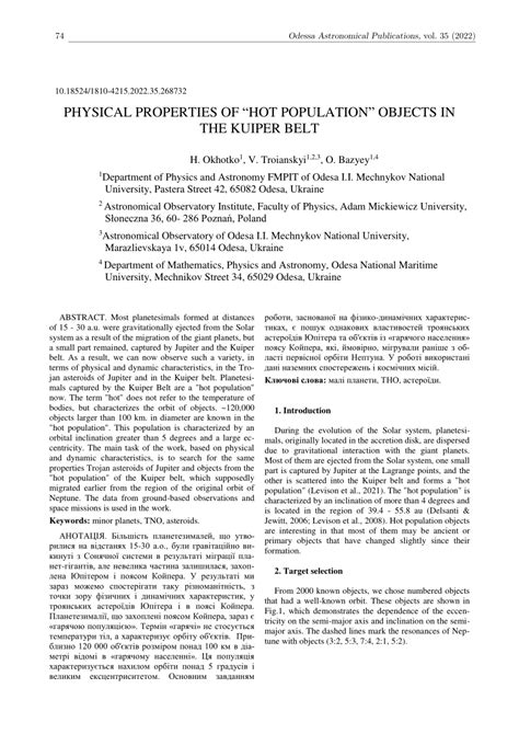 Pdf Physical Properties Of “hot Population” Objects In The Kuiper Belt
