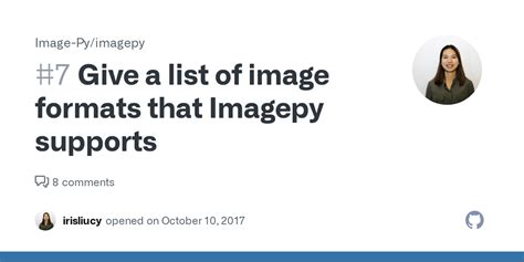 give a list of image formats that imagepy supports · issue 7 · image