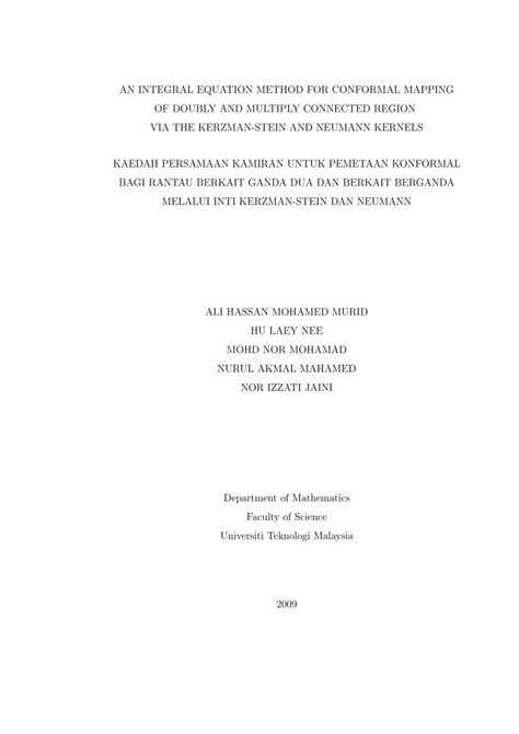 Pdf An Integral Equation Method For Conformal Mapping Of Doubly And