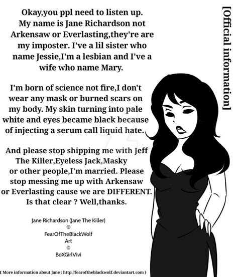 Pin By Fear Addict On Oh Jane Killer Quote Creepypasta Creepy Pasta