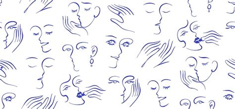 Premium Vector Continuous One Line Drawing Abstract Face Seamless