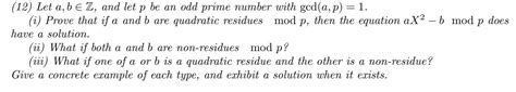 Solved 12 Lel A B E Z And Let P Be An Odd Prime Number Chegg Com