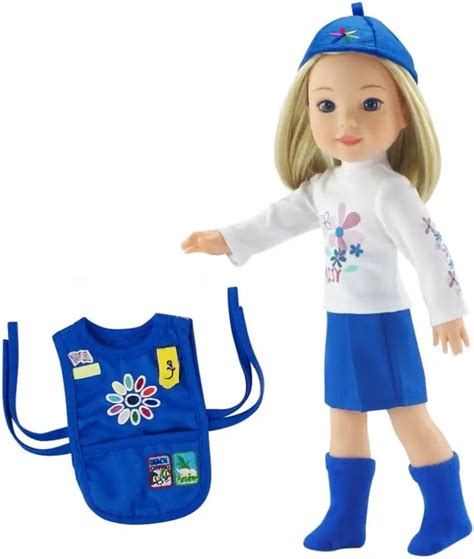 لباس عروسکی 14 اینچی امیلی رز 6 تکه یونیفرم پیشاهنگی دخترانه دیزی برای