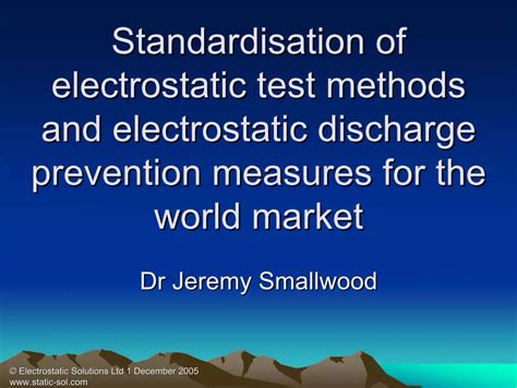 Pdf Standardisation Of Electrostatic Test Methods And Electrostatic Discharge Prevention