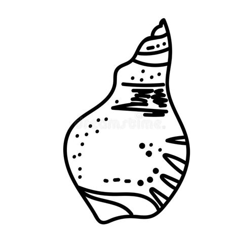 Coastal Shell Illustration In Minimal Vector Outline Stock Vector Illustration Of Shape Shell