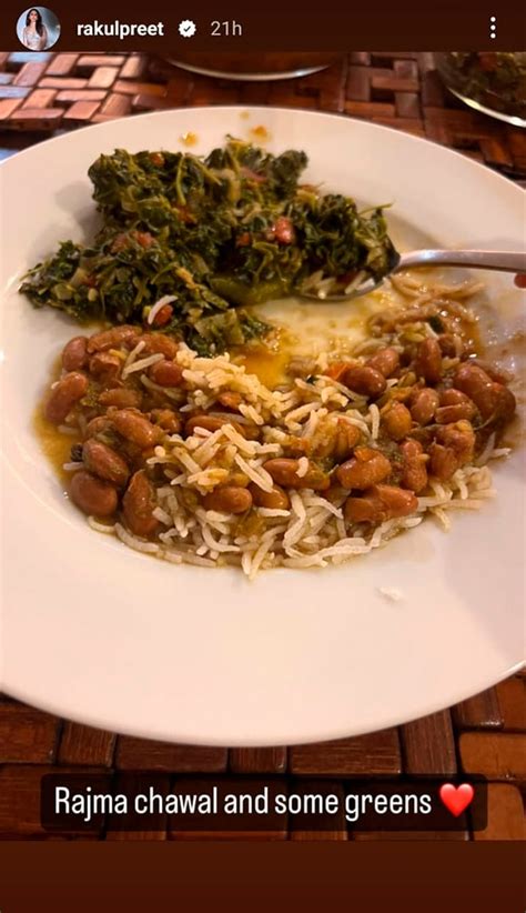 Rakul Preet Singhs Lunch Menu Rajma Chawal With Green Saag Ndtv Food