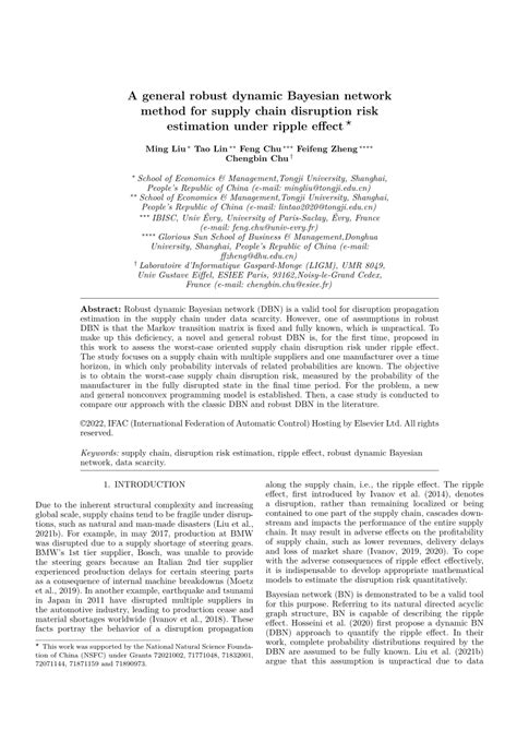 pdf a general robust dynamic bayesian network method for supply chain