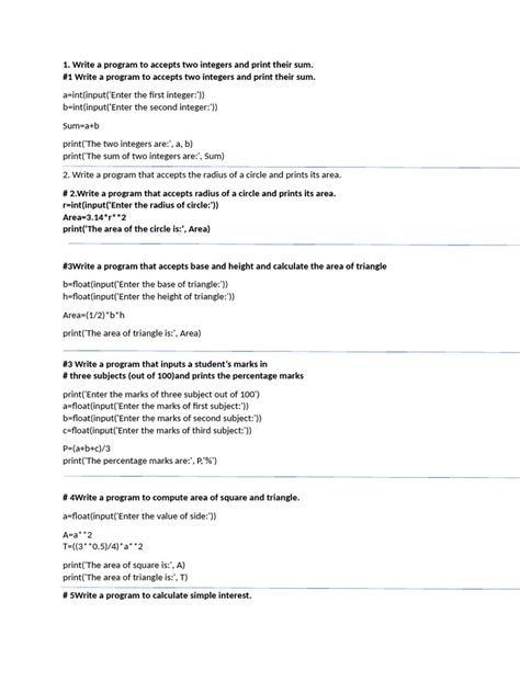 Python Basic Program Pdf