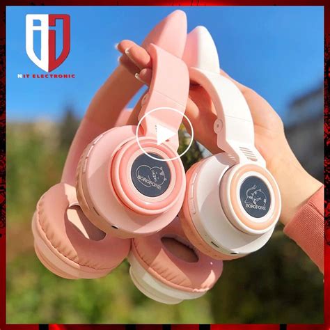 Tai nghe bluetooth chụp tai nghe nhạc không dây Borofone BO18 led headphone tai mèo có mic chơi