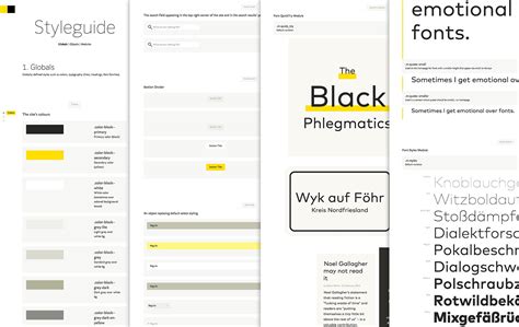 styleguide screenshots grid design type setting usability css style