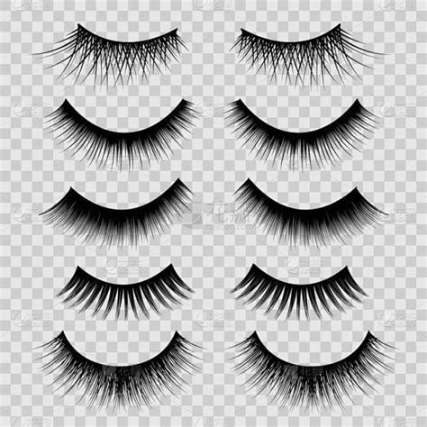 逼真细致的3d 女性黑色睫毛套装。矢量