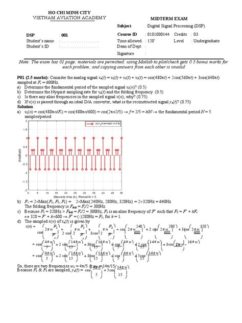dsp 2022 midterm exam 01 solution pdf sampling signal processing