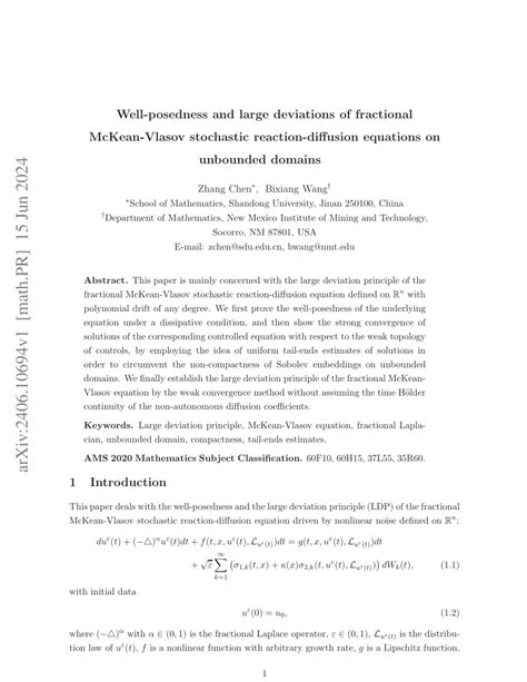 Pdf Well Posedness And Large Deviations Of Fractional Mckean Vlasov Stochastic Reaction