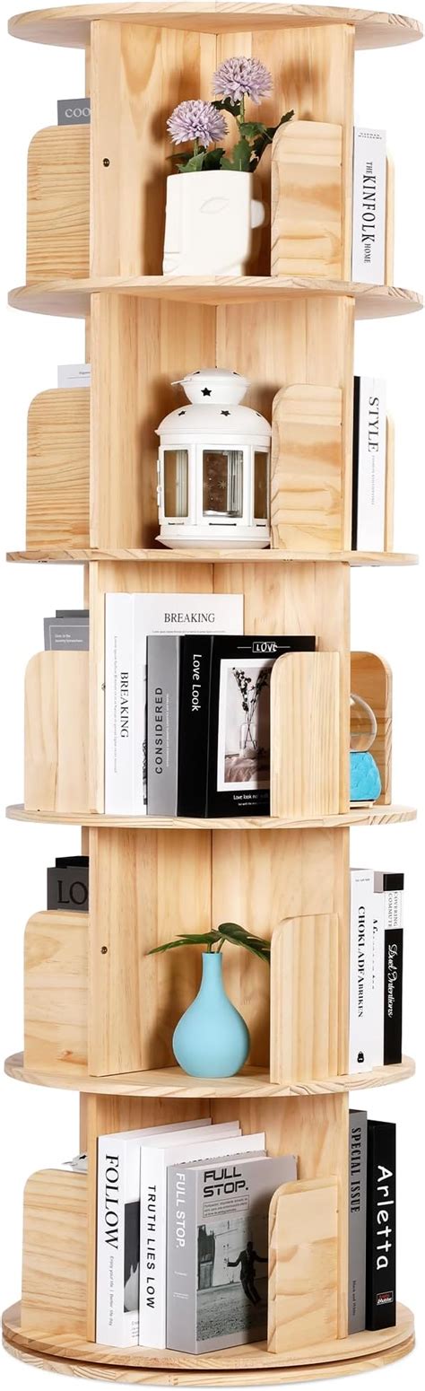 Rengue Rotating Bookshelf Tower 4 Tiers Floor Standing