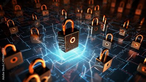 Abstract Representation Of A Secure Data Lockdown Digital Locks And Chains Tight Control And