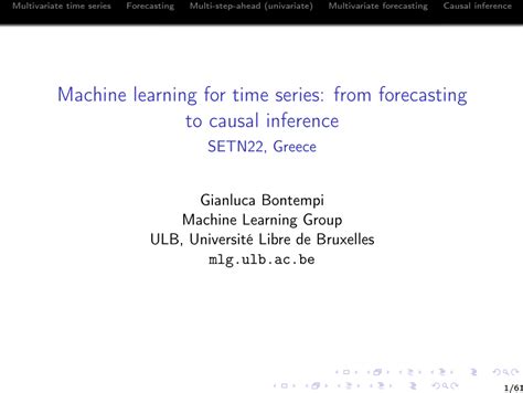 Pdf Machine Learning For Time Series From Forecasting To Causal Inference