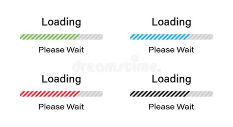 Bar Loading With Tilted Lines Please Wait Symbol Icon Set In Four