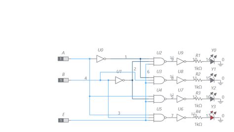 2 To 4 Decoder Using NAND Gate Multisim Live