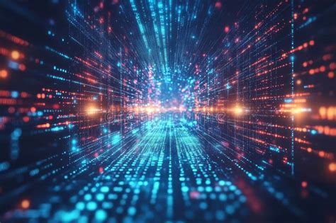 Digital Data Stream Flowing Through A Futuristic Tunnel Stock Illustration Illustration Of